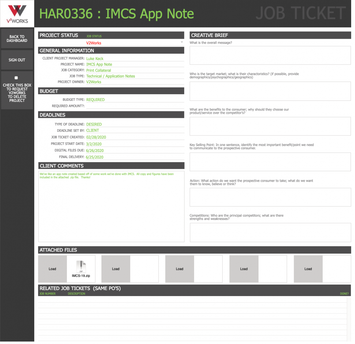 Project Portal. Job initiation and tracking system. - V2Works ...